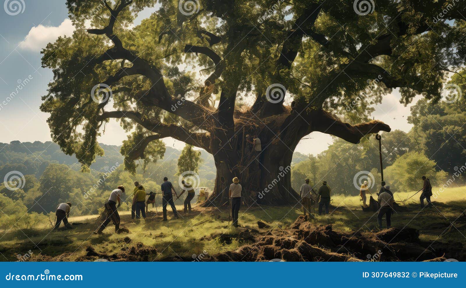 Forest chop down oak tree stock illustration. Illustration of timber ...