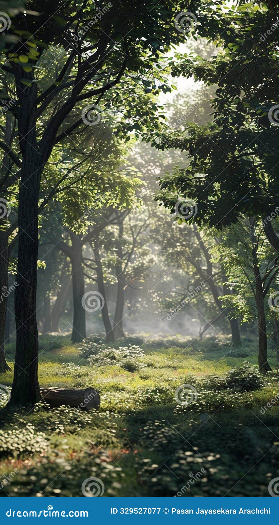 Forest Clearing Sunlight Filtering through Trees Stock Illustration ...