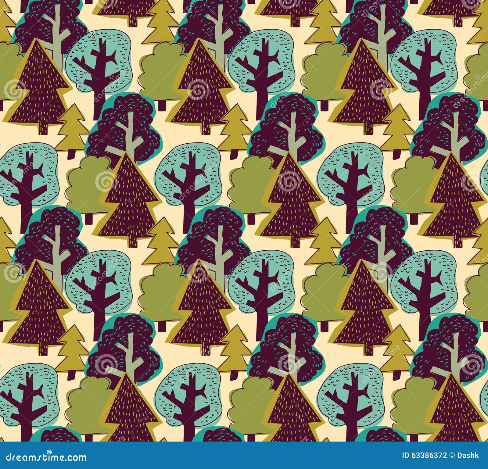 Forest Color Seamless Pattern. Stock Vector - Illustration of ...