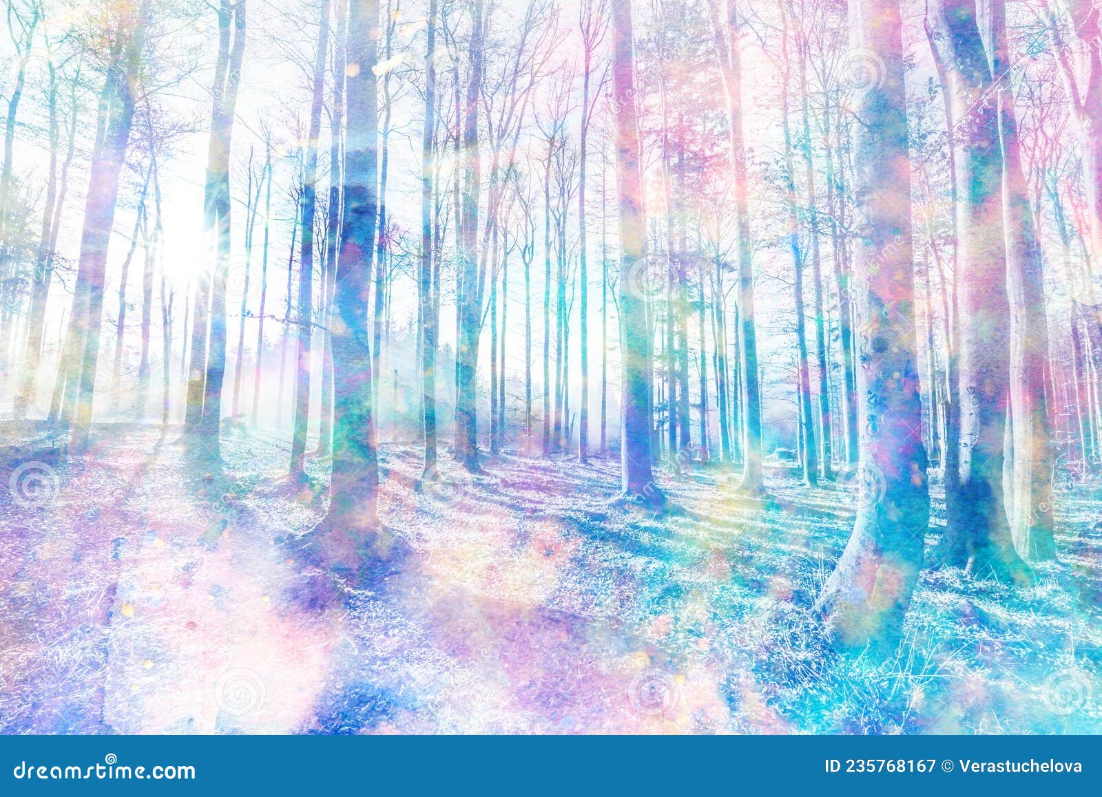 A Forest in Colors - Aquarelle Picture Stock Image - Image of beech ...