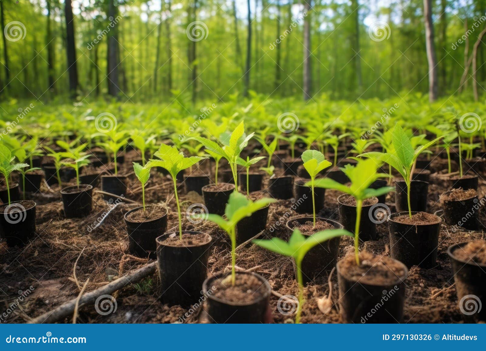 Forest Conservation Site, with Visible Seedlings and Tool Stock Photo ...