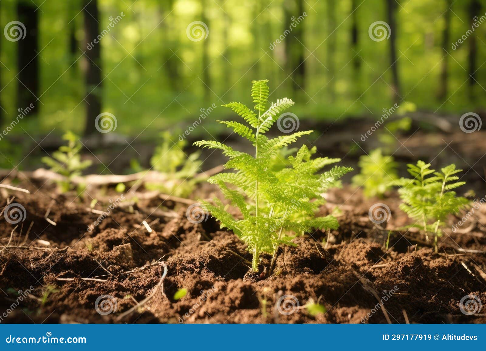 Forest Conservation Site, with Visible Seedlings and Tool Stock Image ...