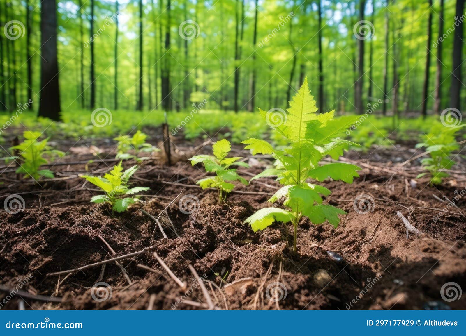 Forest Conservation Site, with Visible Seedlings and Tool Stock Image ...