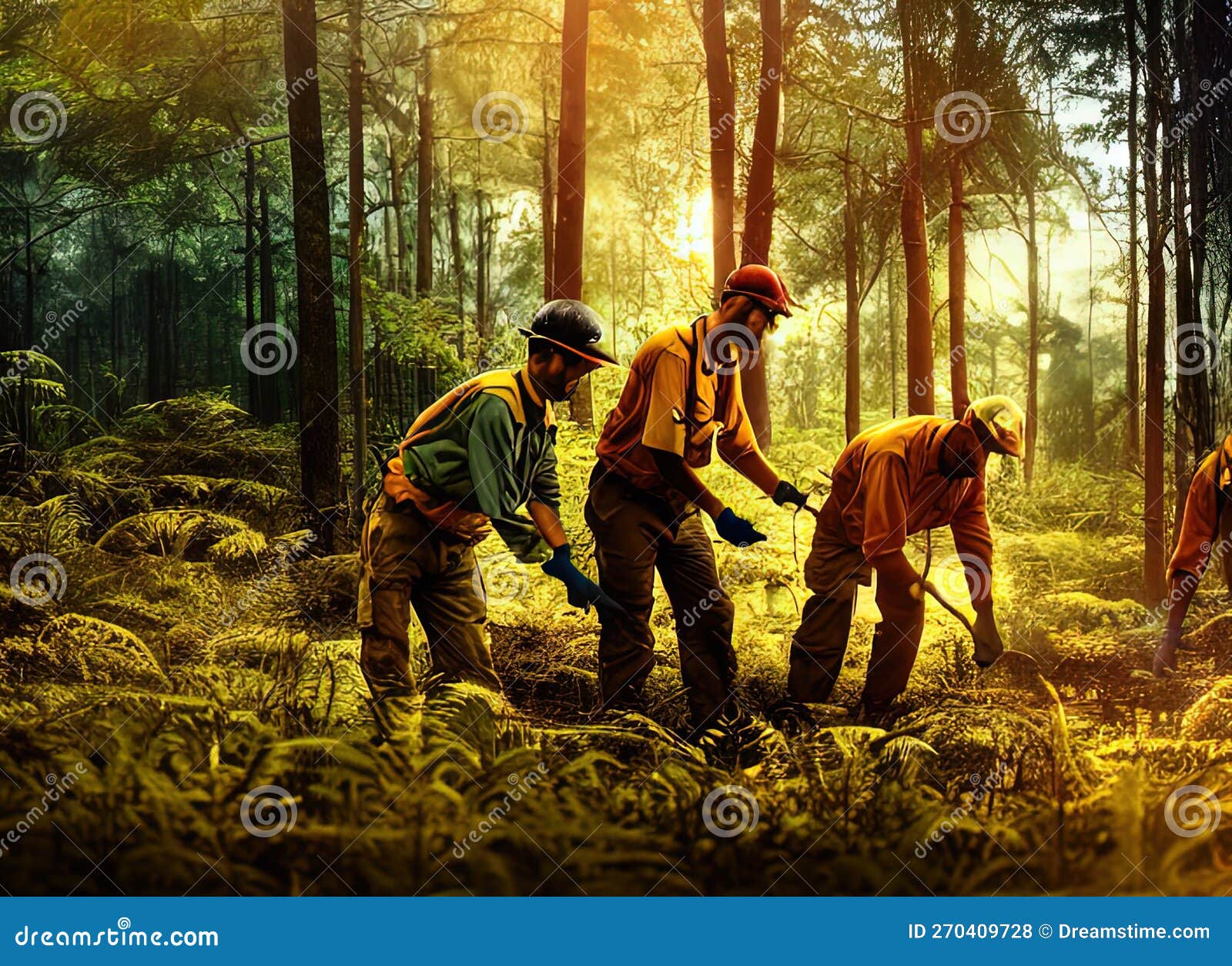 Forest and Conservation Workers Fictional Work Enviroment Scene. Stock ...