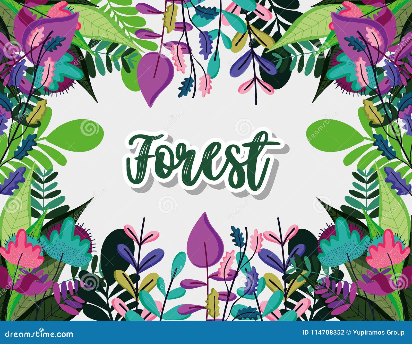 Forest cute frame stock vector. Illustration of flowers - 114708352