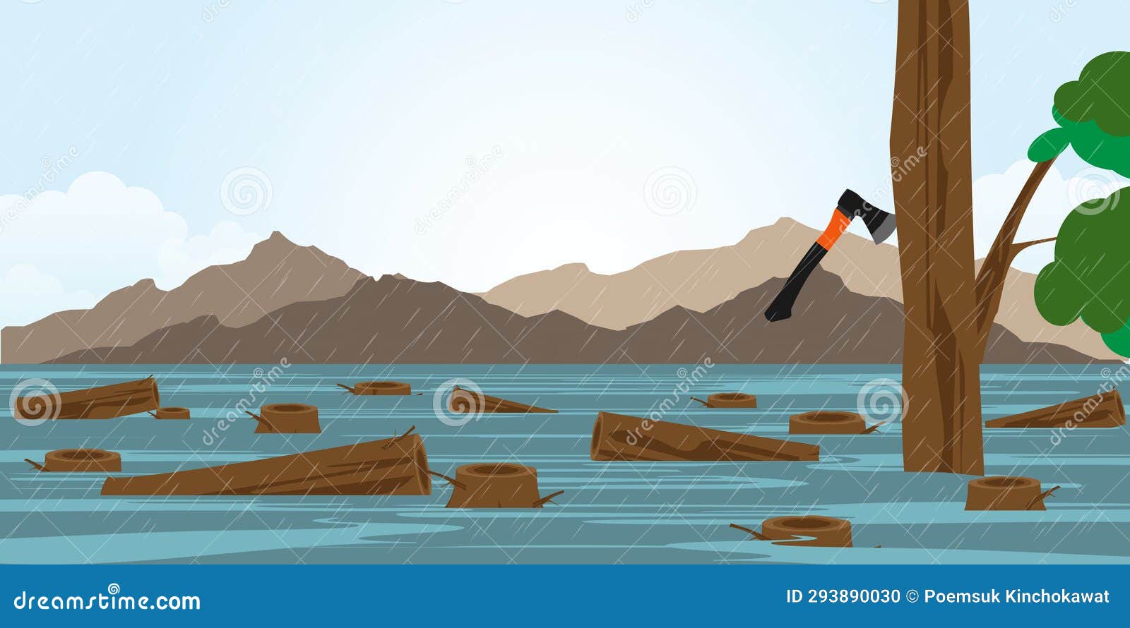 Forest Cutting Cause Floods Stock Vector - Illustration of ...