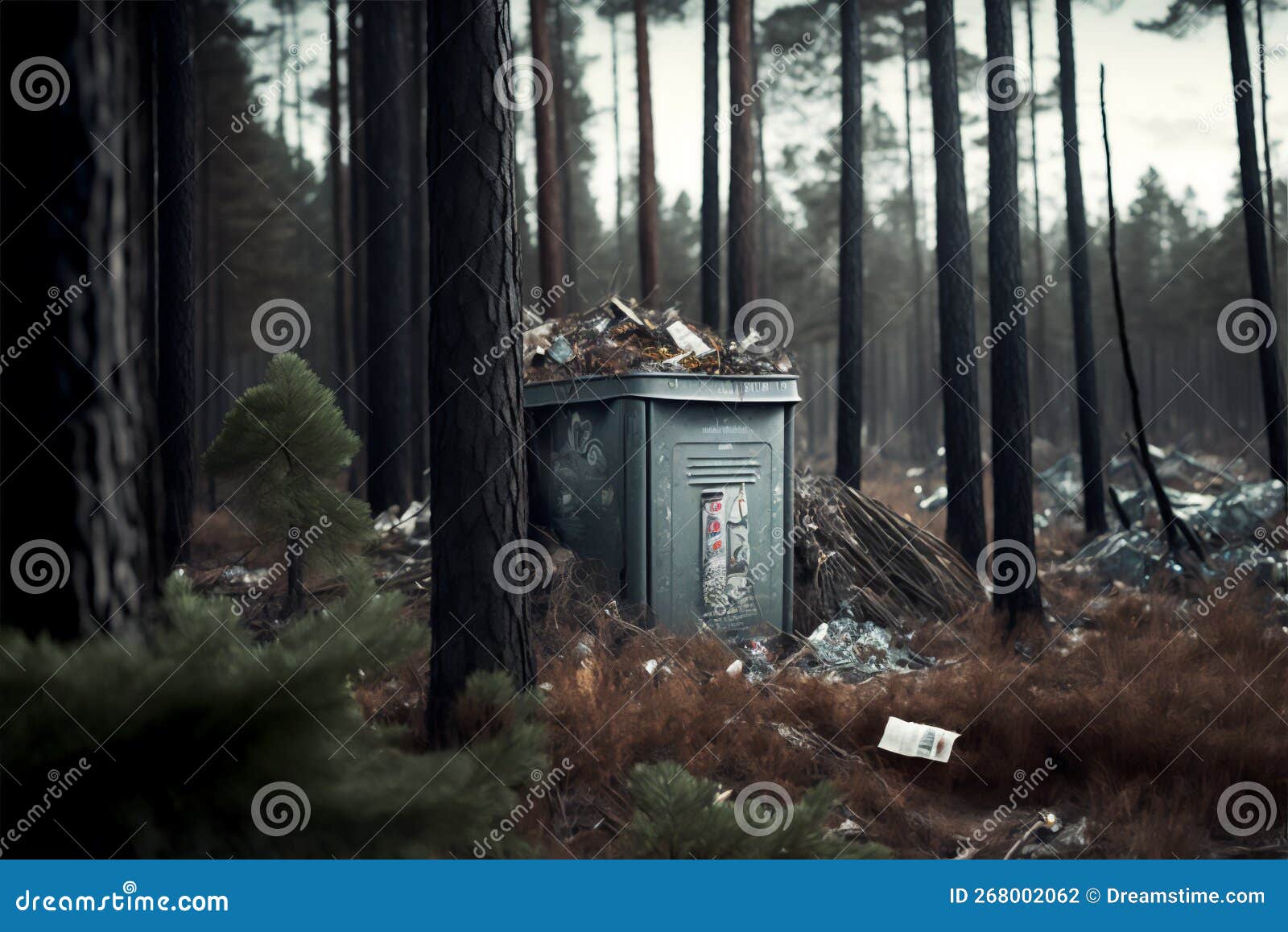 Forest Damaged with Garbage. Pollution Concept Stock Illustration ...