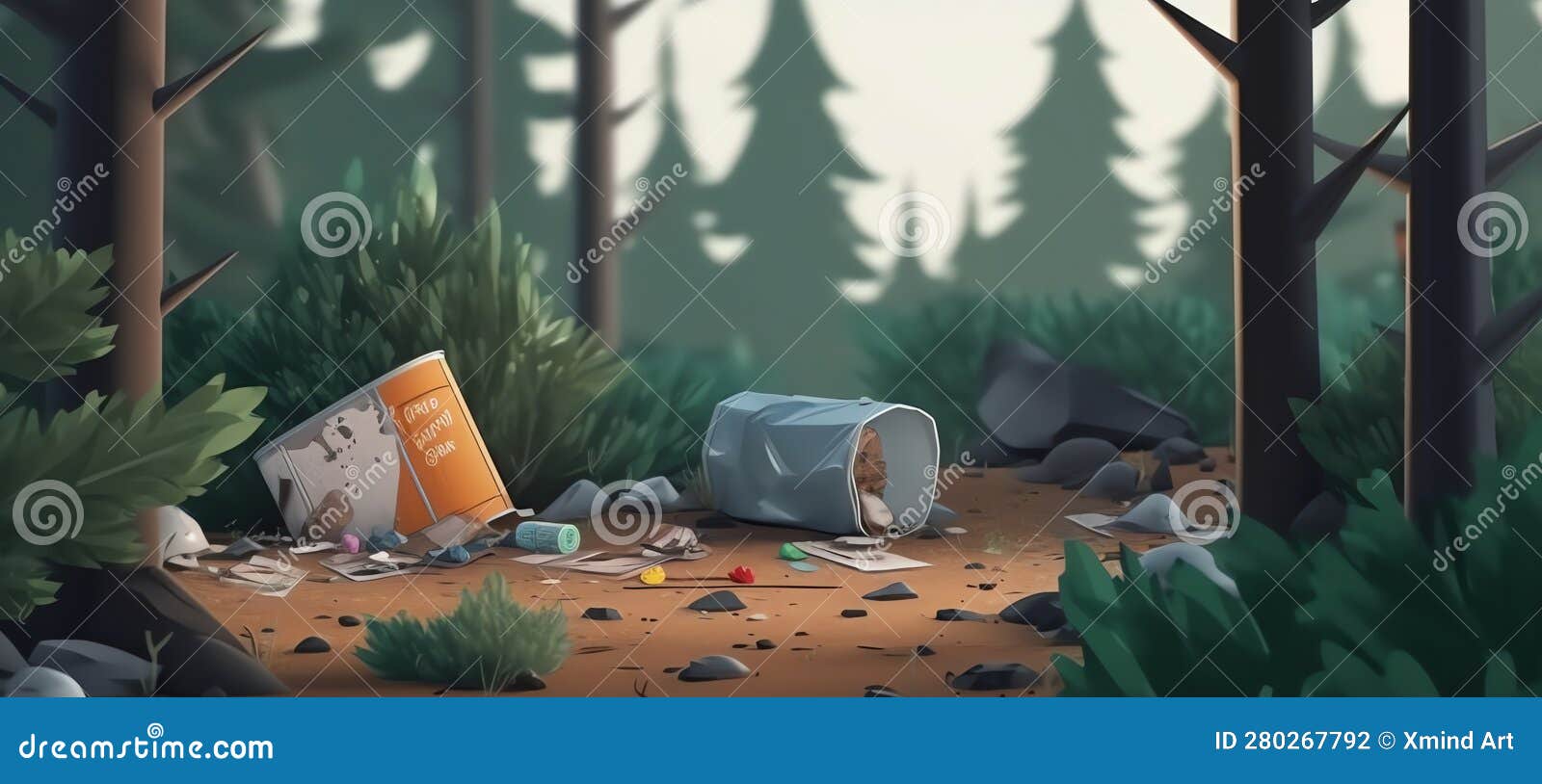 Forest Damaged by Trash Illustration Ai Generated Stock Illustration ...