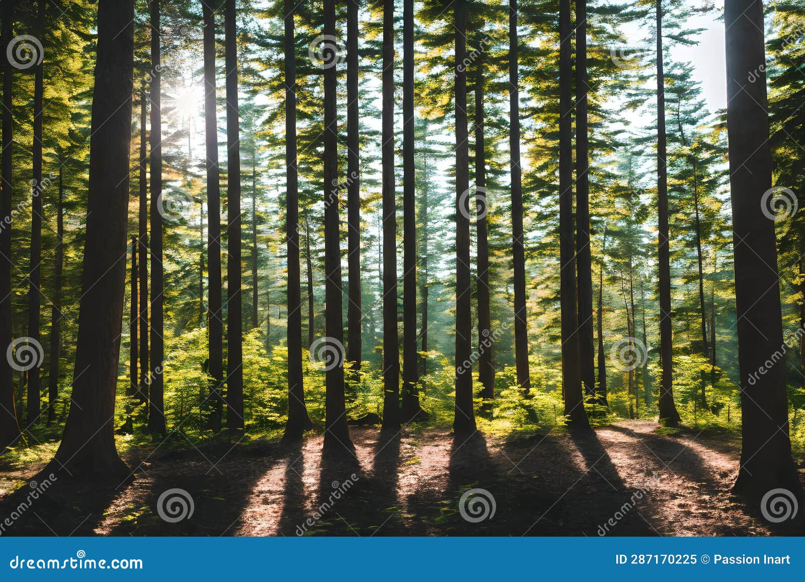 Forest during daytime stock illustration. Illustration of light - 287170225