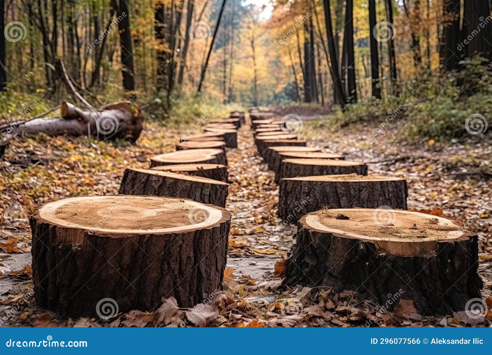 Forest Deforestation. Cut Trees for Lumber and Timber. Industry Concept ...