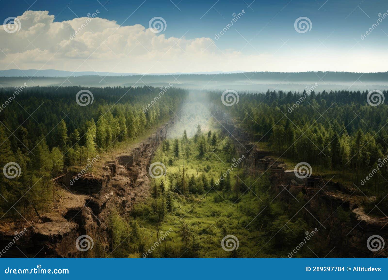 Forest and Deforested Area Dividing Line Stock Photo - Image of ...