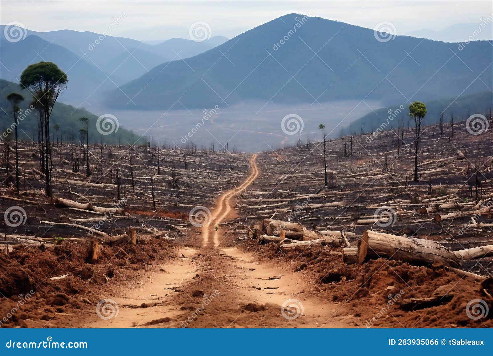 Forest Degradation and Destroying the Environment Stock Illustration ...