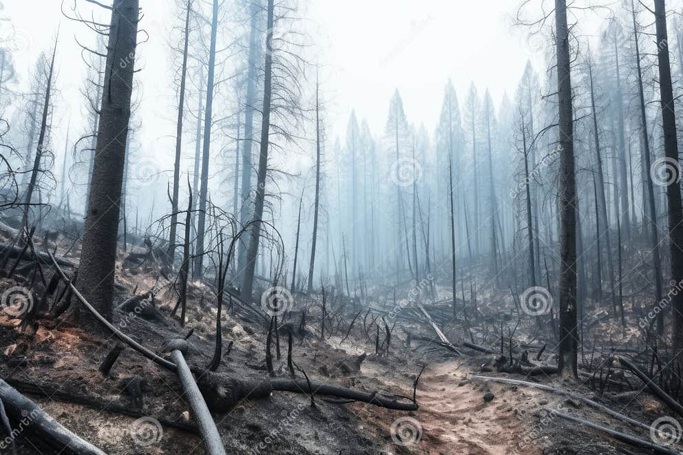 A Forest Devastated by Wildfire Stock Photo - Image of fire, aftermath ...