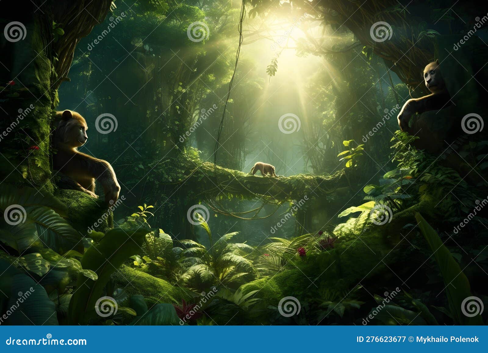 Forest with Different Animals, Wildlife. Neural Network AI Generated ... Forest with Different Animals, Wildlife. Neural Network AI Generated ...