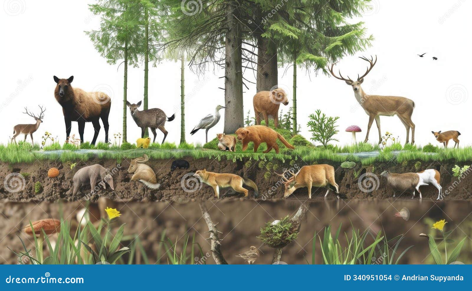Forest Ecosystem Illustration, Interconnected Species Stock Photography ...