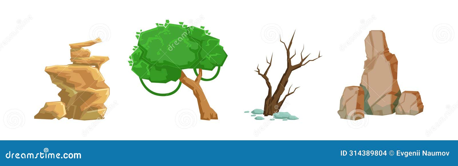 Forest Element and Outdoor Environment Object Vector Set Stock ...