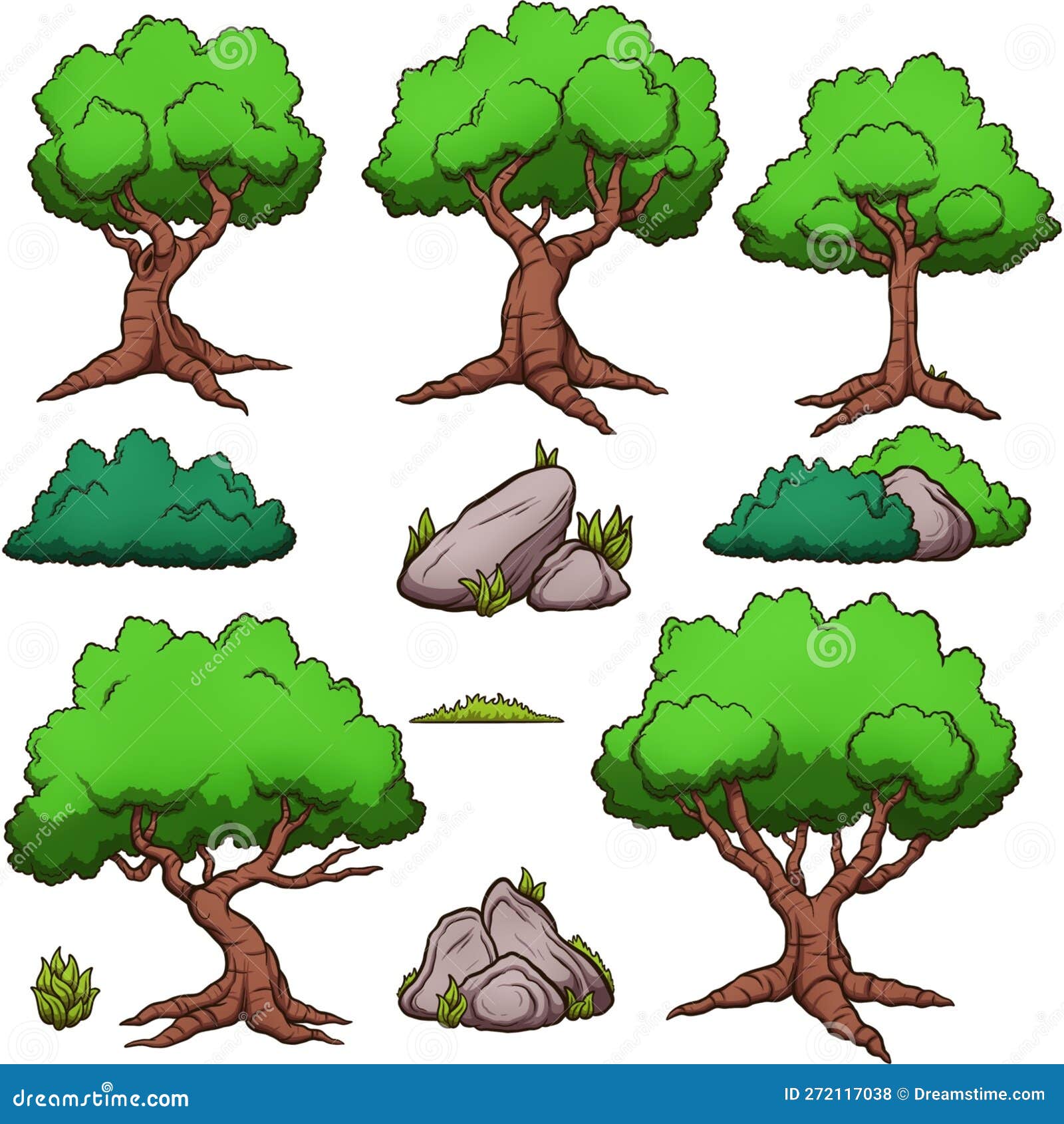 Forest Elements. Clip Art Illustration with Simple Gradients. Stock ...