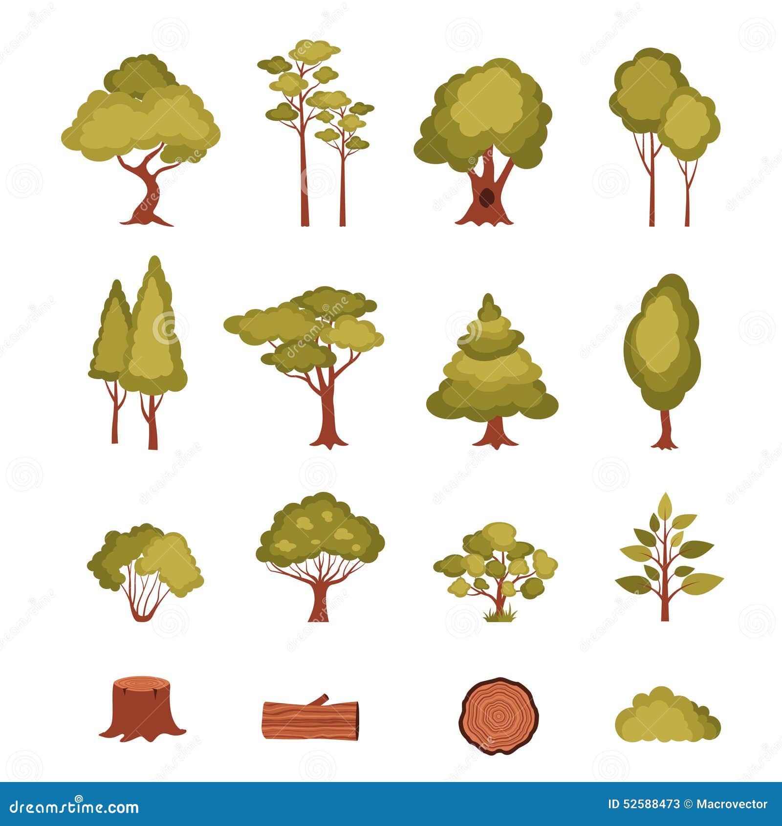 Forest Elements Set stock vector. Illustration of plant - 52588473