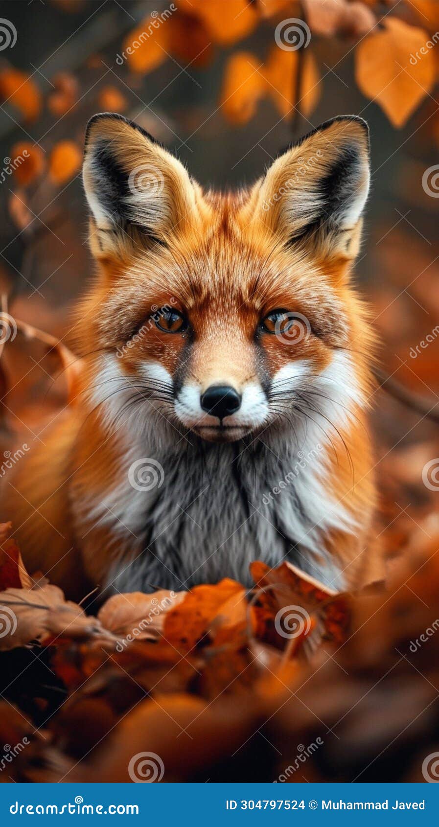 Forest Encounter Red Fox in the Autumn Woods, Captivating Scene Stock ...