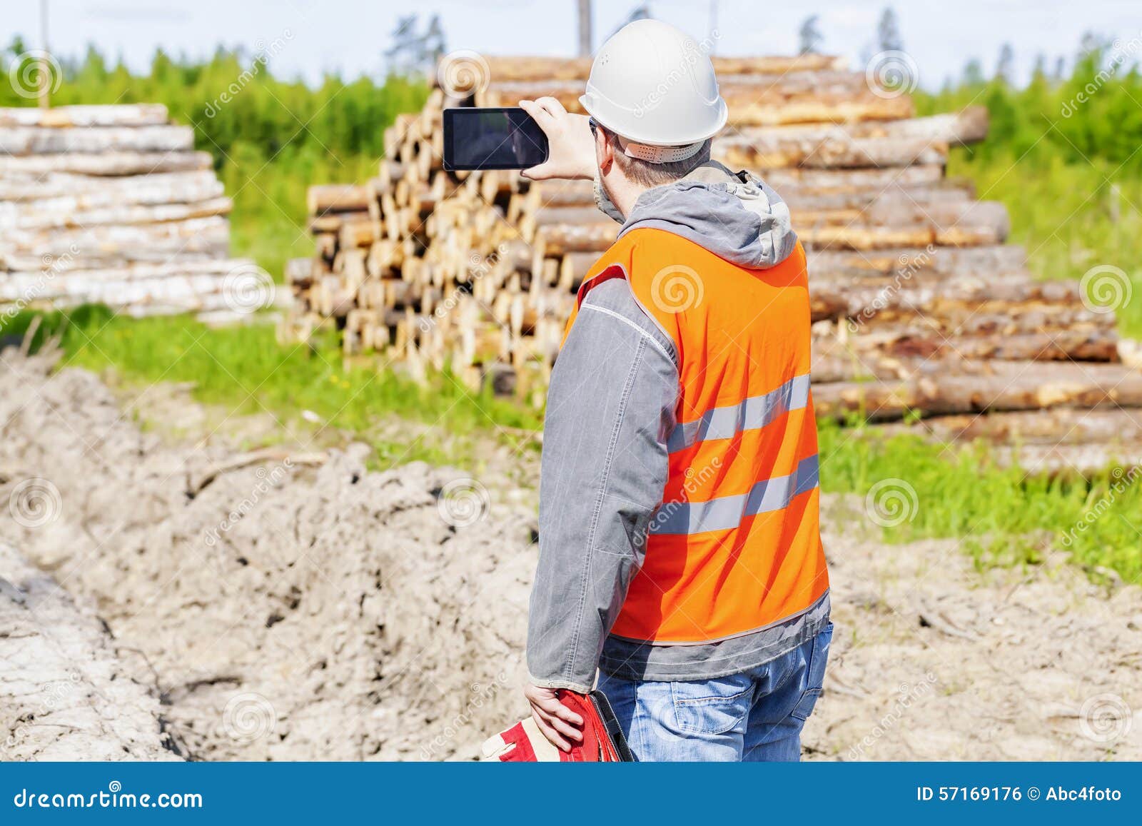 Forest Engineer with Tablet PC in Forest Stock Photo - Image of vest ...