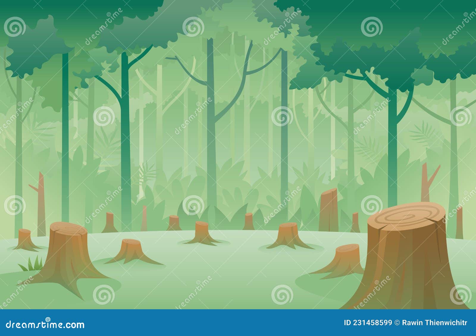 Trees Stump and Deforestation Background Stock Vector - Illustration of ...
