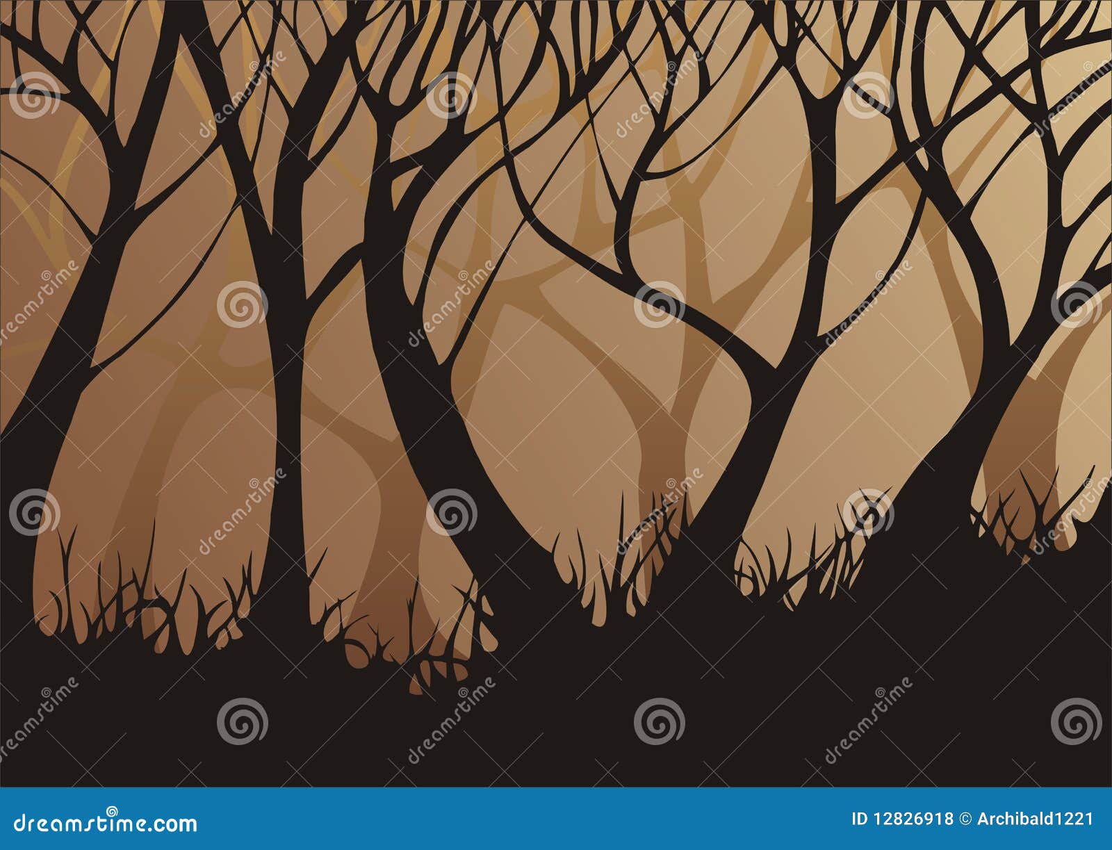 Forest in the evening stock vector. Illustration of wood - 12826918