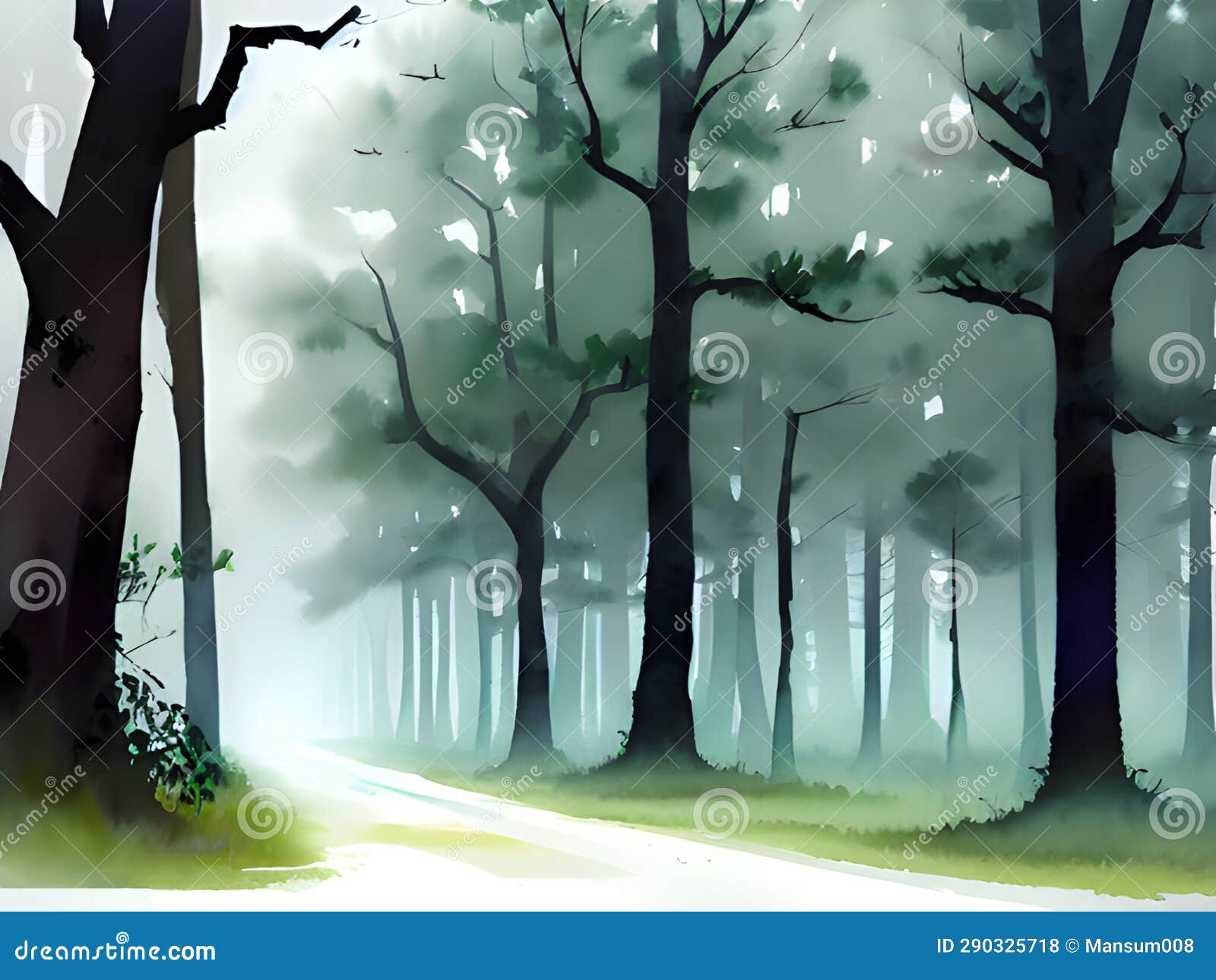Forest in the Evening. Beautiful Nature Illustration Stock Illustration ...