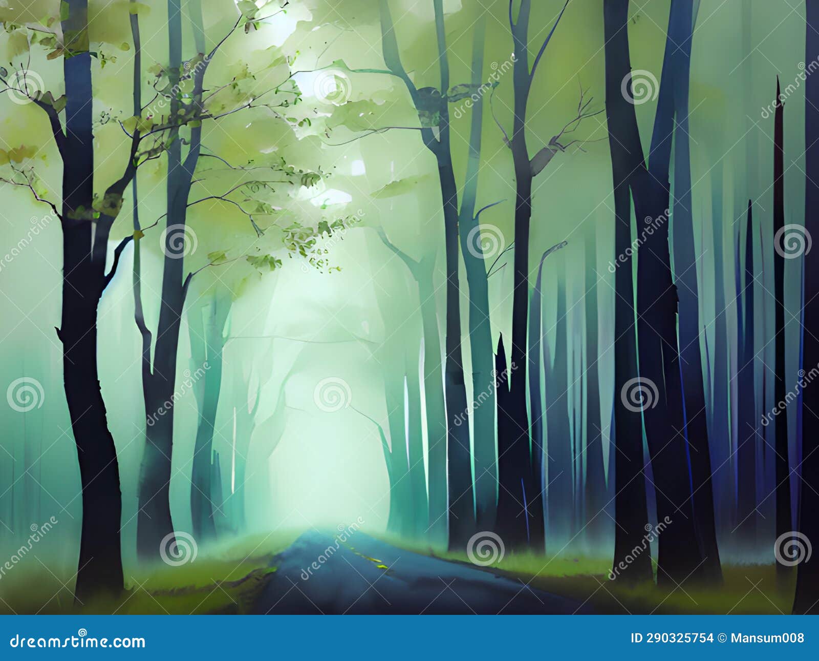 Forest in the Evening. Beautiful Nature Illustration Stock Illustration ...