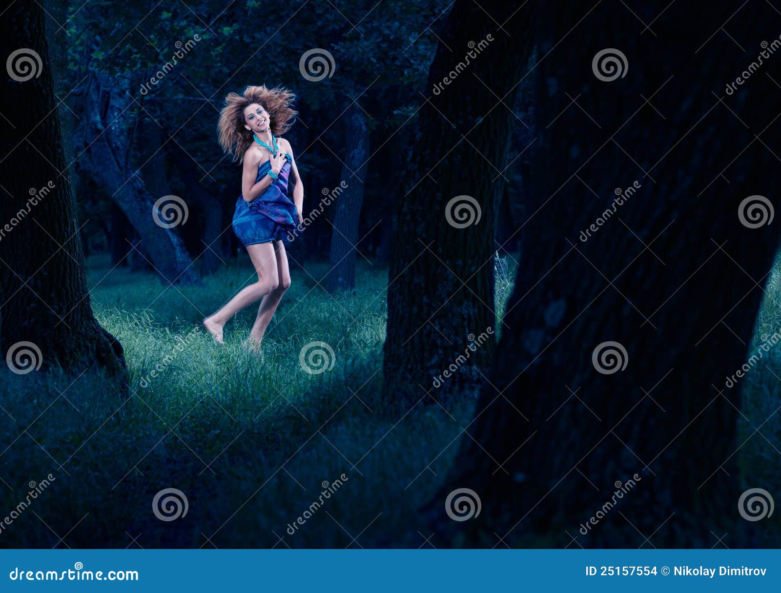 Forest Fairy Dancing in Woods Stock Photo - Image of darkness, wood ...