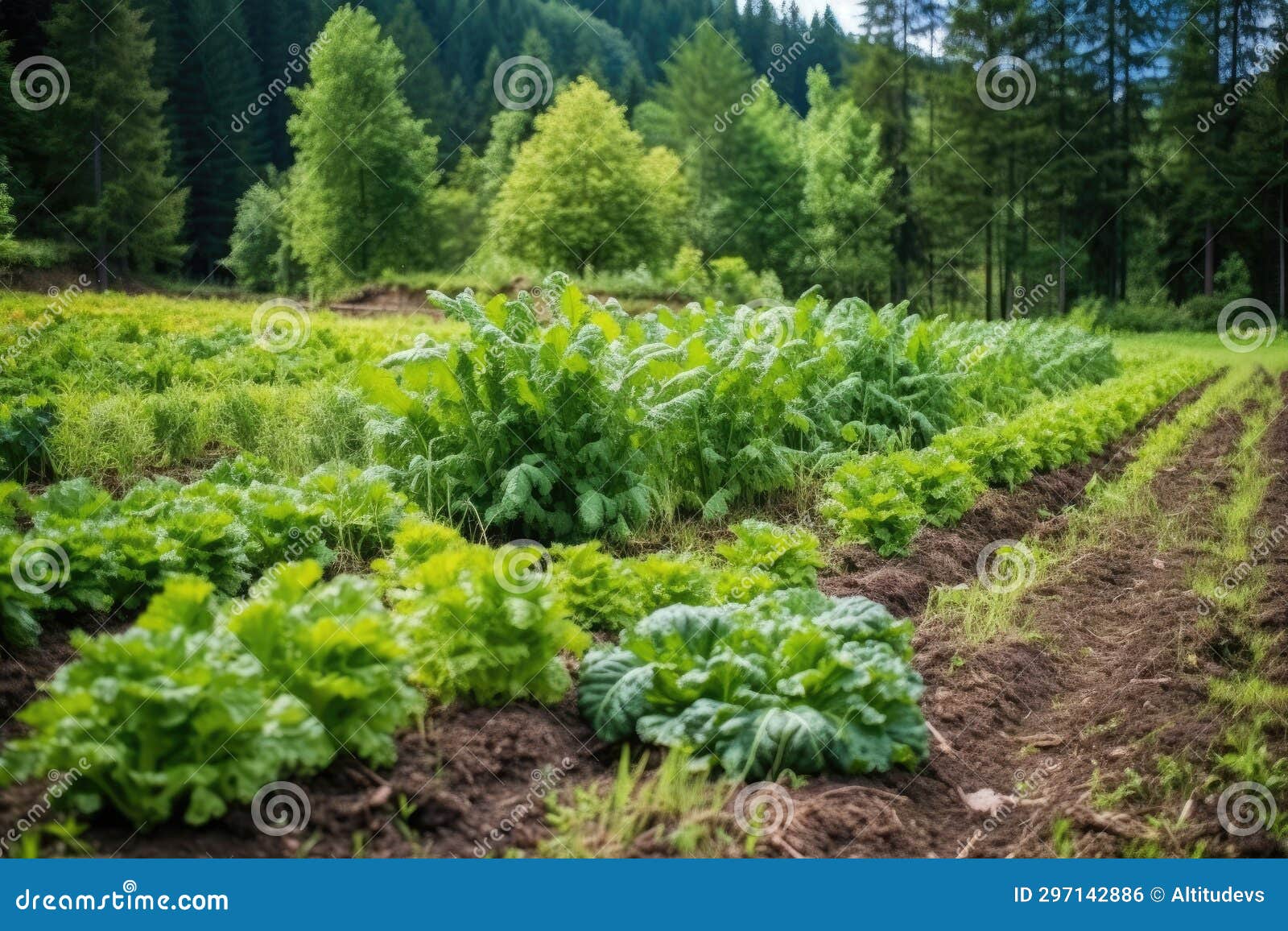 A Forest Farming Plot with Various Vegetables Stock Photo - Image of ...