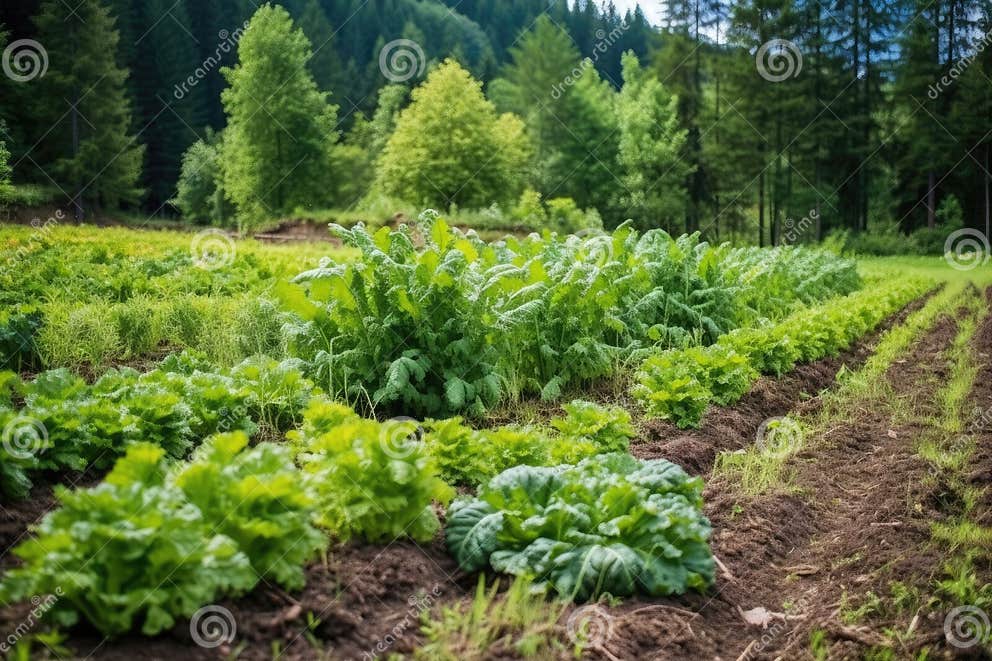 A Forest Farming Plot with Various Vegetables Stock Photo - Image of ...