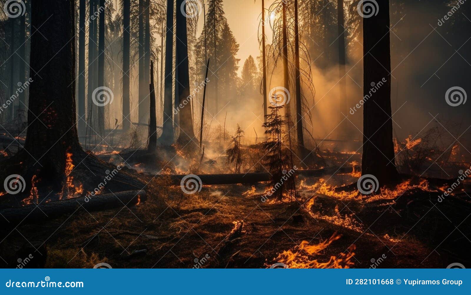 The Forest Fire Burned the Pine Tree, Creating a Spooky Inferno ...
