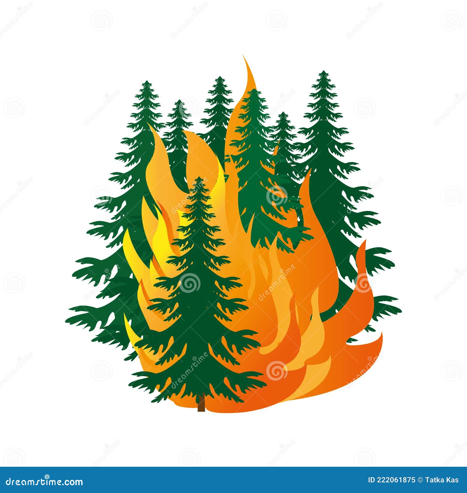 Forest Fire. Burning Forest Spruce on Fire. Disaster. Caution with ...