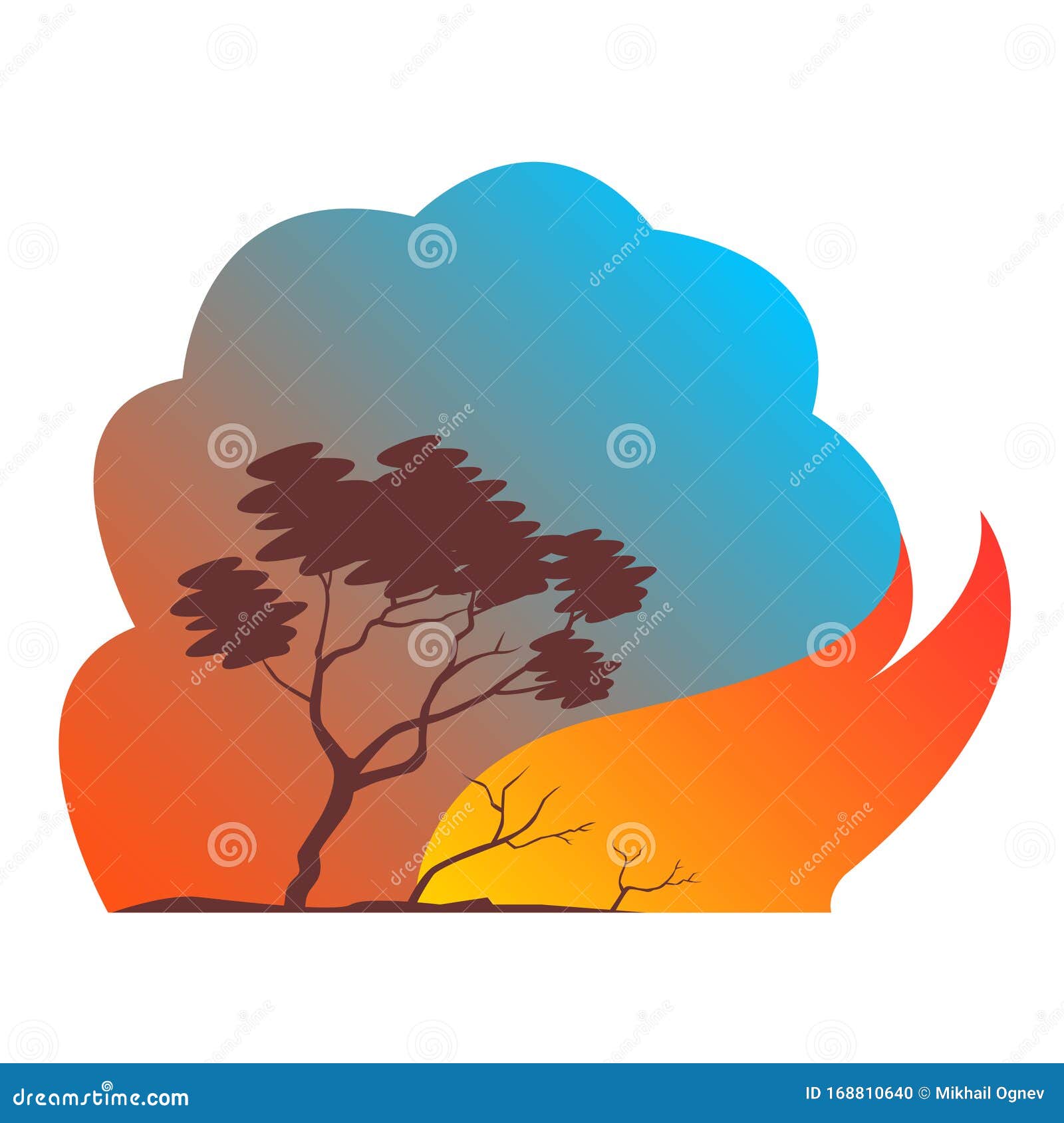 Illustration of a Forest Fire with Burning Trees Stock Vector ...