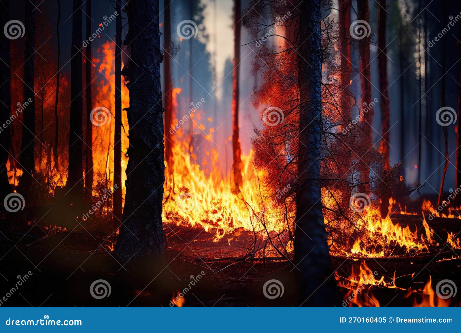 Forest Fire. Burning Trees in the Forest with an Open Flame and a Lot ...