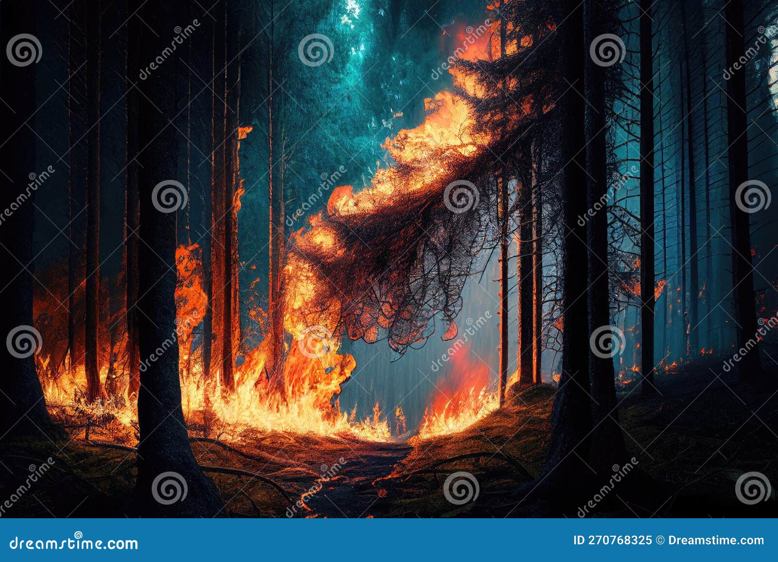 Forest Fire. Burning Trees in the Forest with an Open Flame and a Lot ...