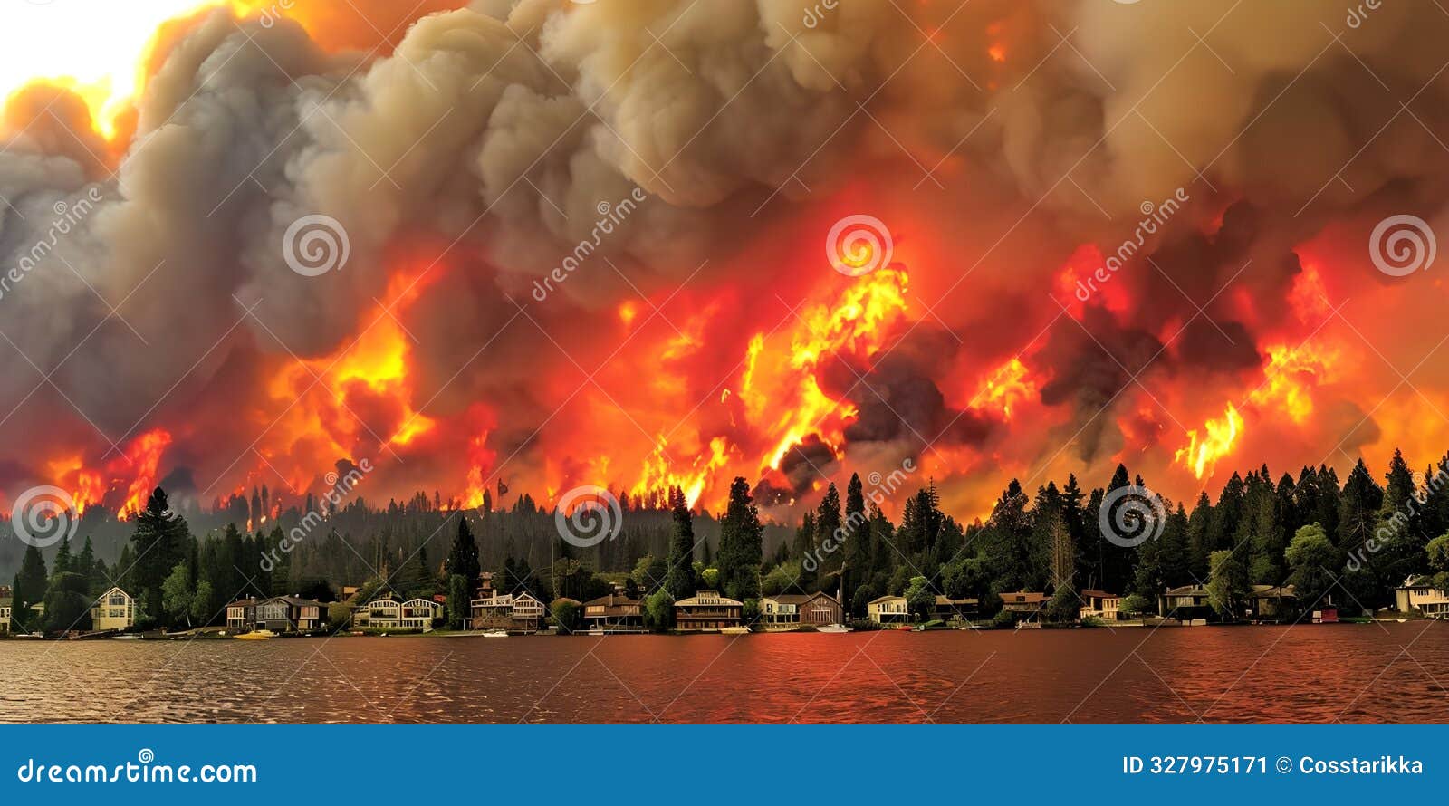 Forest Fire. Concept of Climate Change and Ecology Problems Stock ...