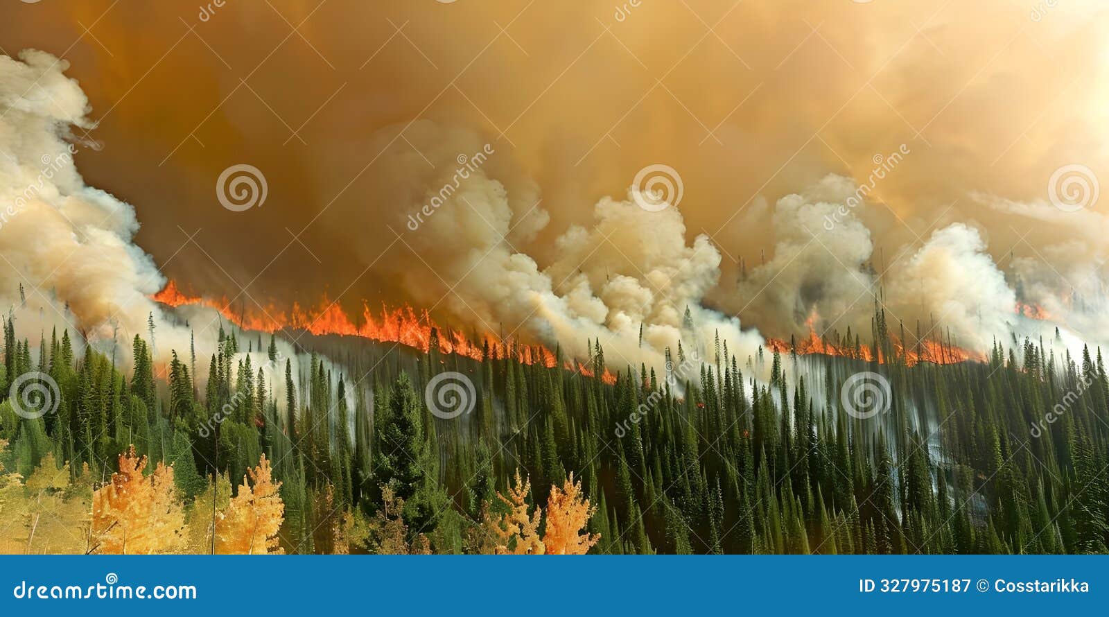 Forest Fire. Concept of Climate Change and Ecology Problems Stock ...