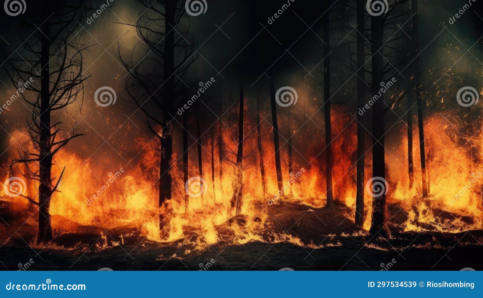 Forest On Fire And Environment Damage And Natural Habitats, Fire Is ...