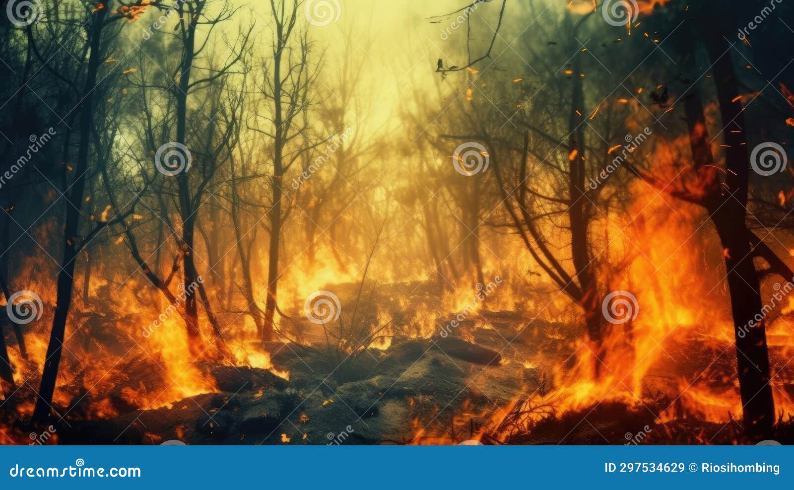 Forest On Fire And Environment Damage And Natural Habitats, Fire Is ...