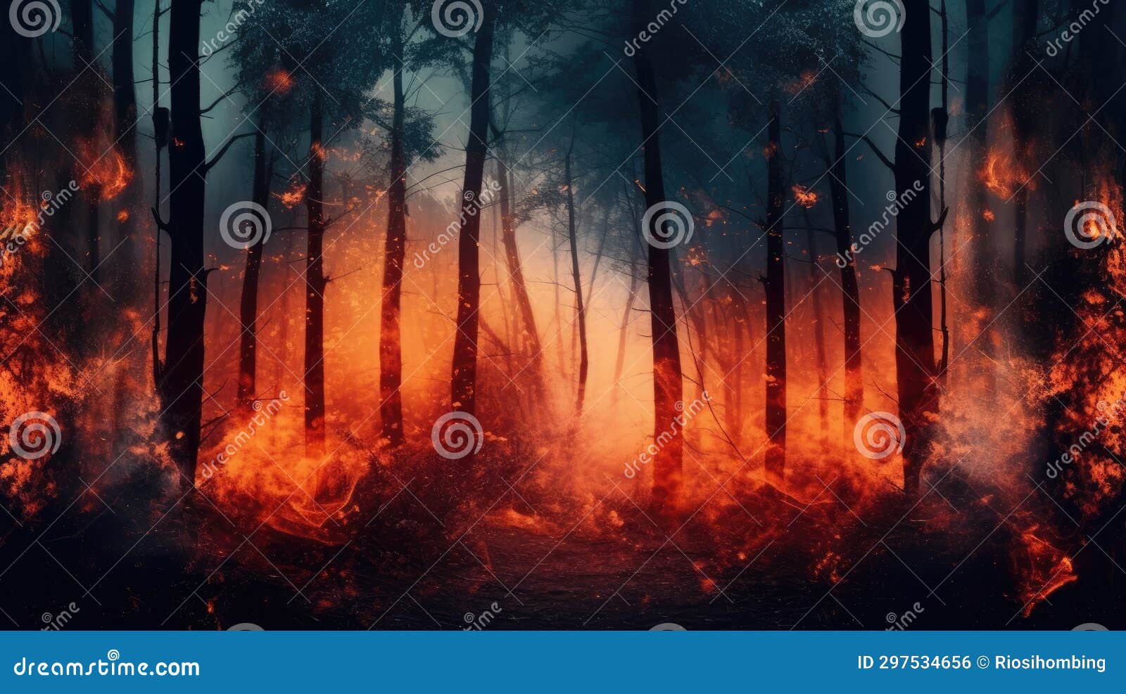 Forest On Fire And Environment Damage And Natural Habitats, Fire Is ...