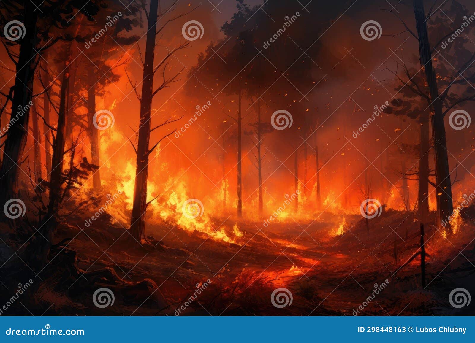 Forest Fire. High Flames in the Forest Stock Image - Image of colours ...