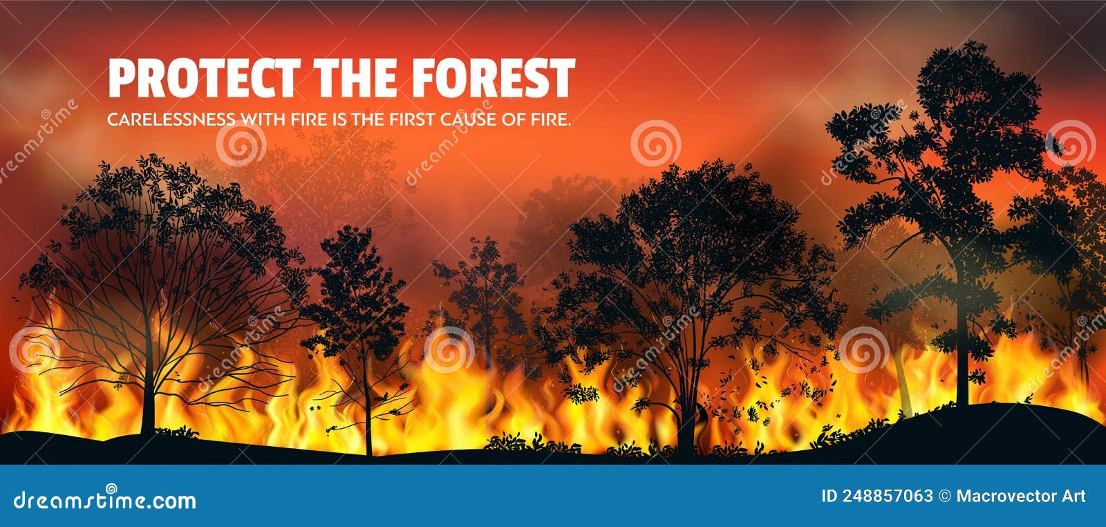Forest Fire Horizontal Illustration Stock Vector - Illustration of ...