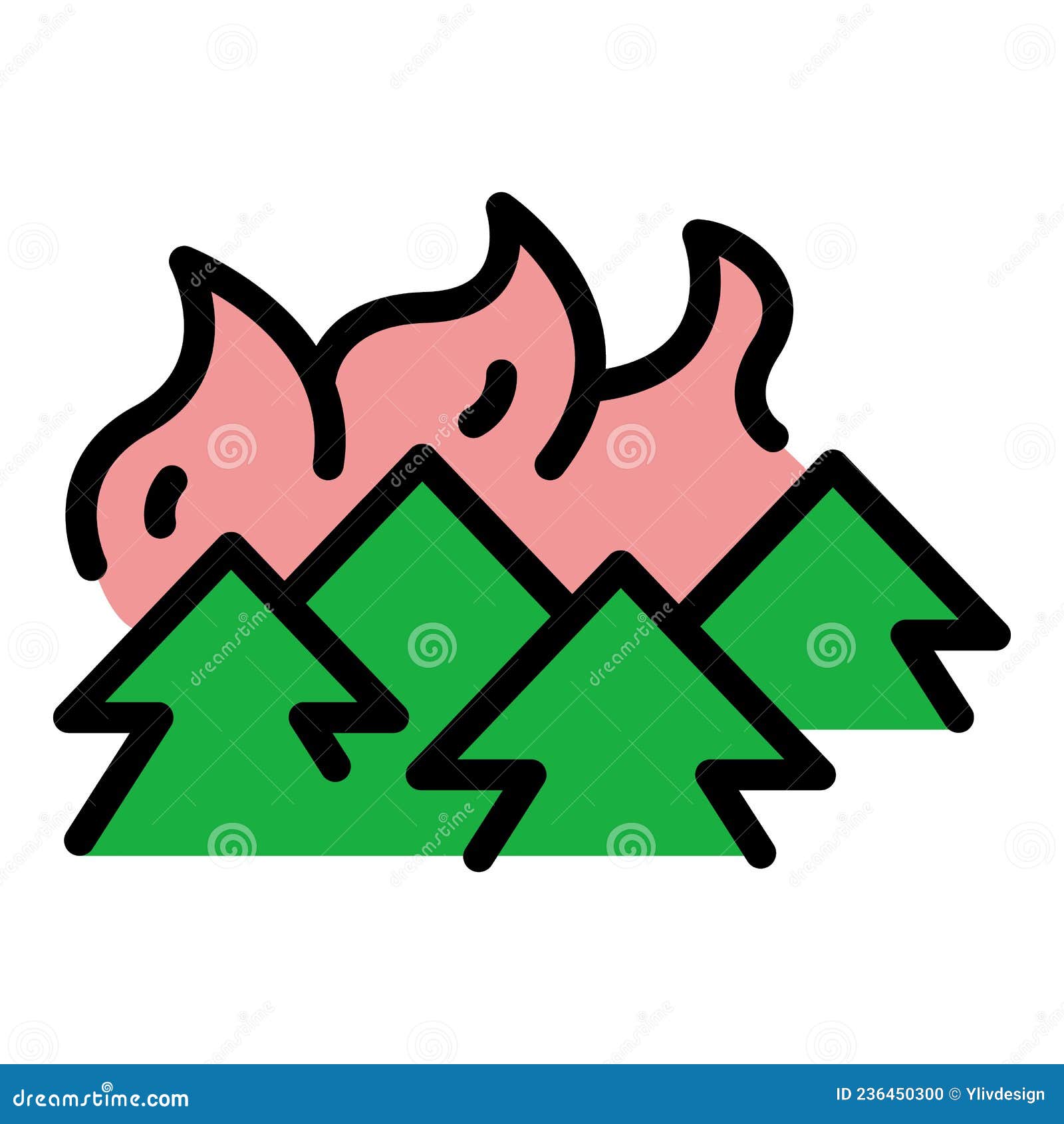 Forest in Fire Icon Color Outline Vector Stock Vector - Illustration of ...