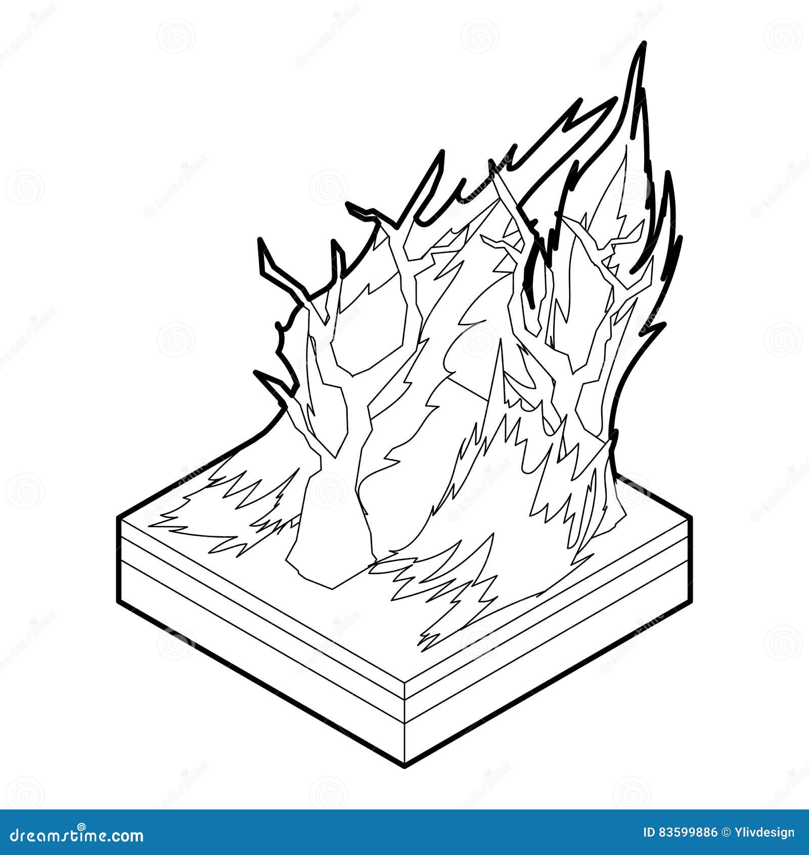 Forest Fire Icon, Outline Style Stock Vector - Illustration of burn ...
