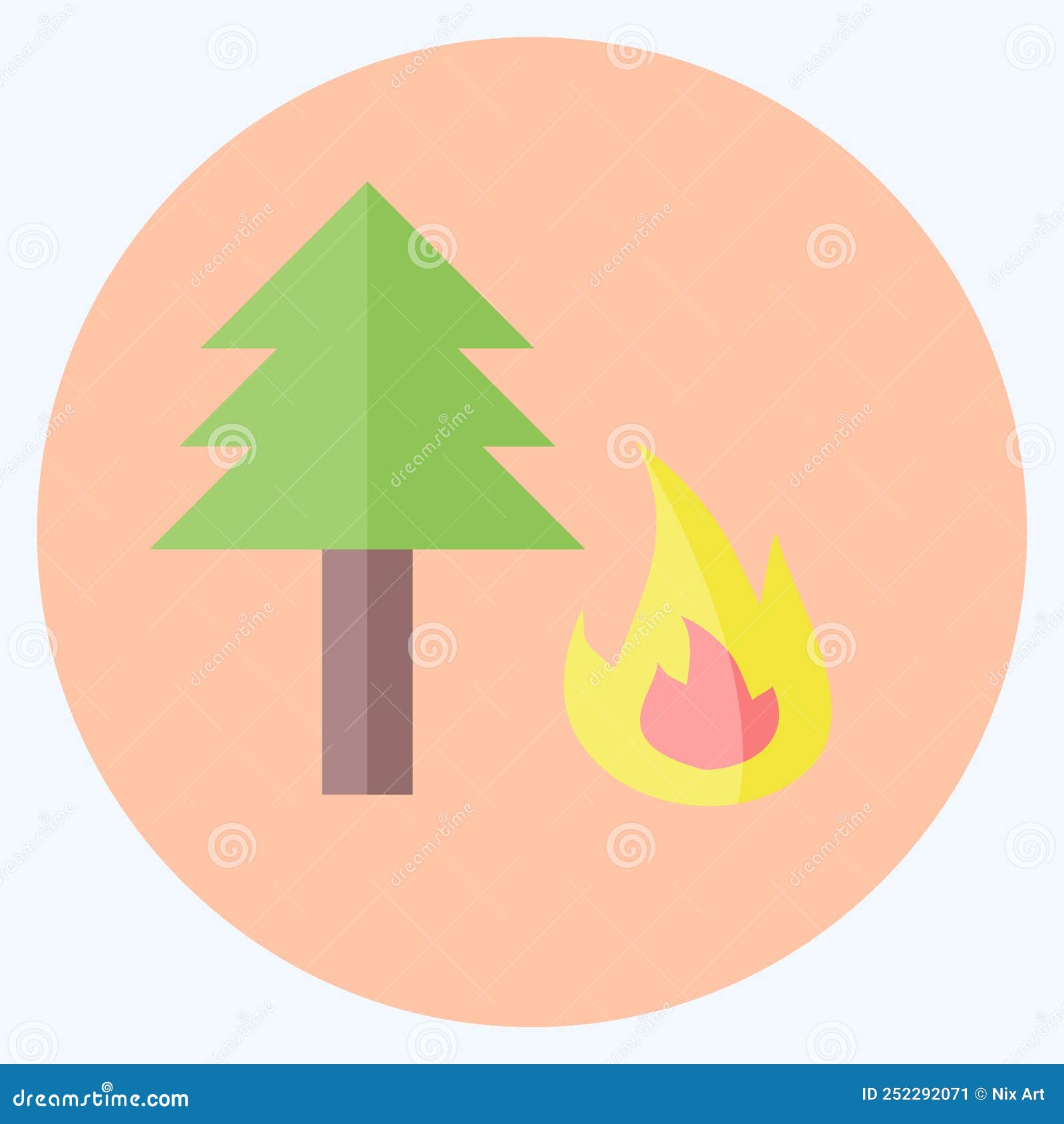Forest Fire Icon in Trendy Flat Style Isolated on Soft Blue Background ...