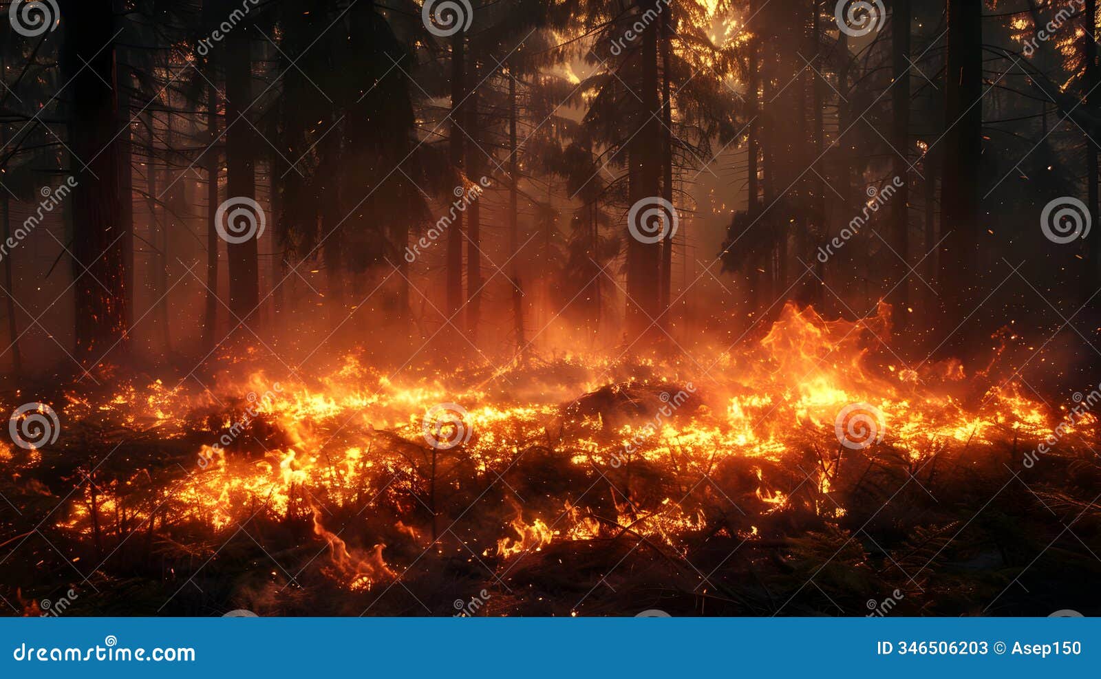 Forest Fire Inferno Illustration Stock Illustration - Illustration of ...