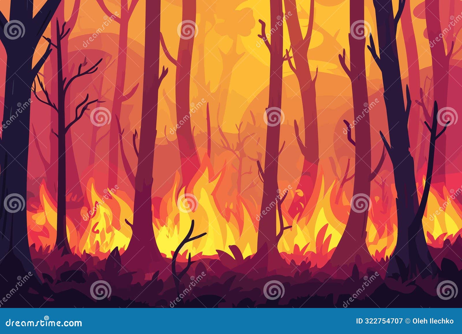 Forest on Fire Isolated Vector Style Stock Vector - Illustration of ...