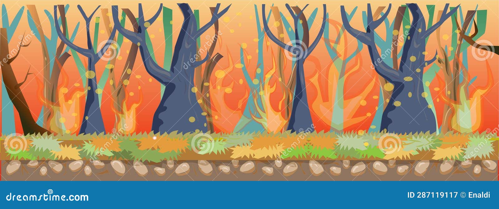 Forest on Fire Landscape Game Background and Wallpaper Stock ...