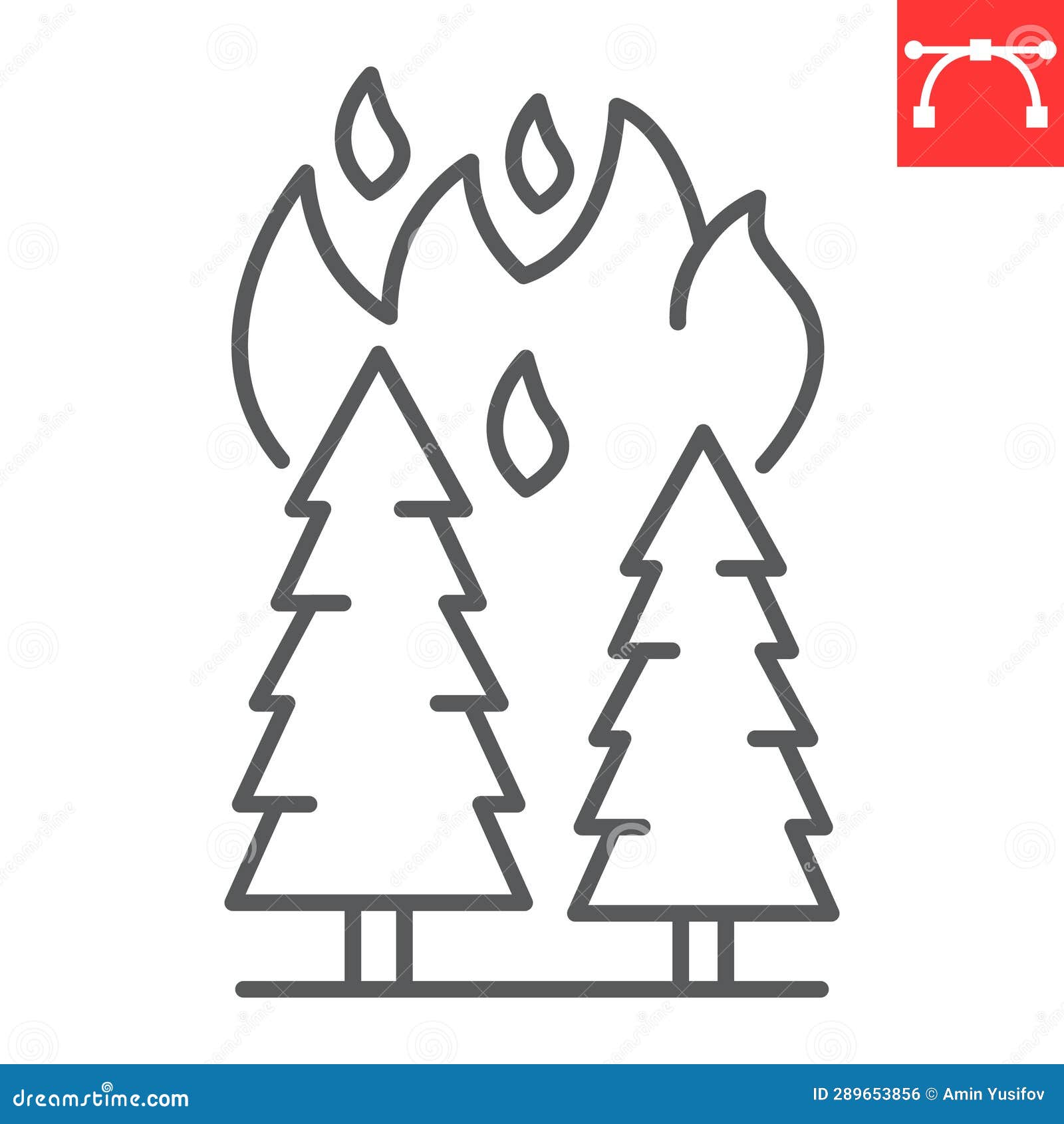 Forest fire line icon stock vector. Illustration of firefighter - 289653856